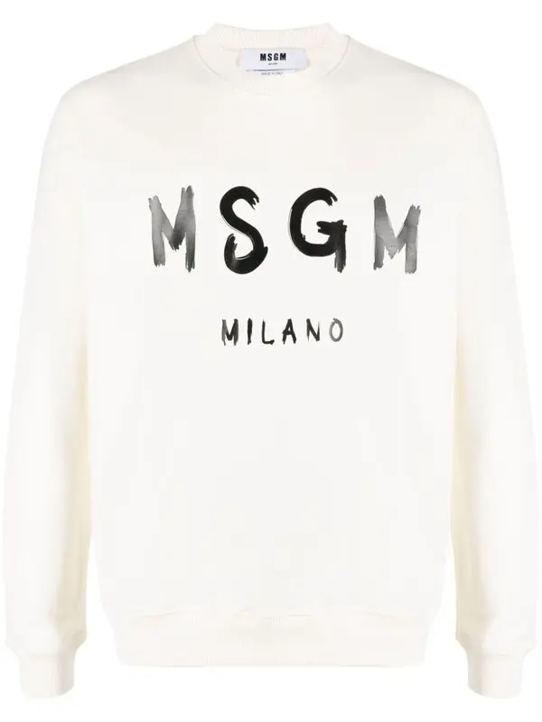 MSGM Logo-print Cotton Sweatshirt - White