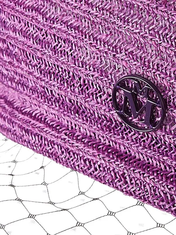 MAISON MICHEL Bonnie Straw Beret With Veil - Purple