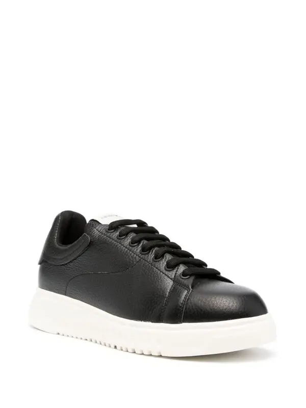 Emporio Armani Tumbled Leather Sneakers - Black