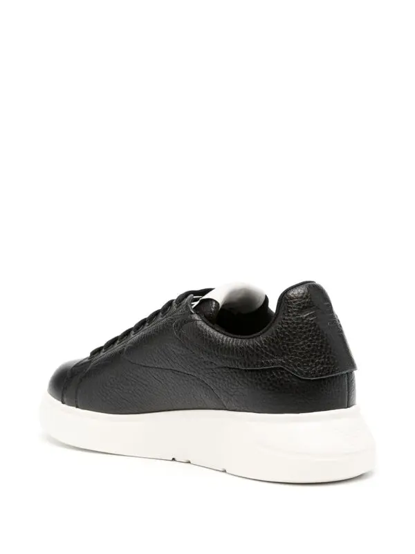 Emporio Armani Tumbled Leather Sneakers - Black