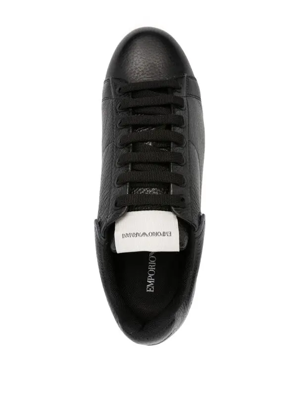 Emporio Armani Tumbled Leather Sneakers - Black