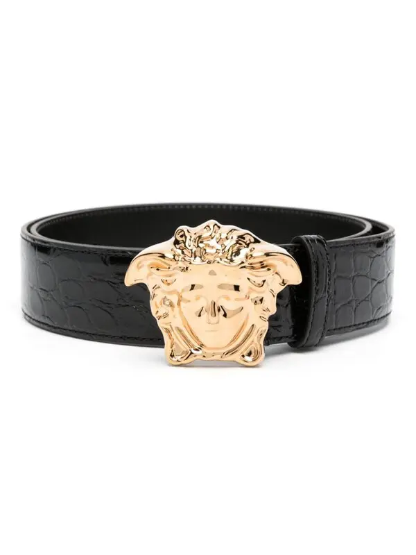 Versace La Medusa Leather Belt - Black