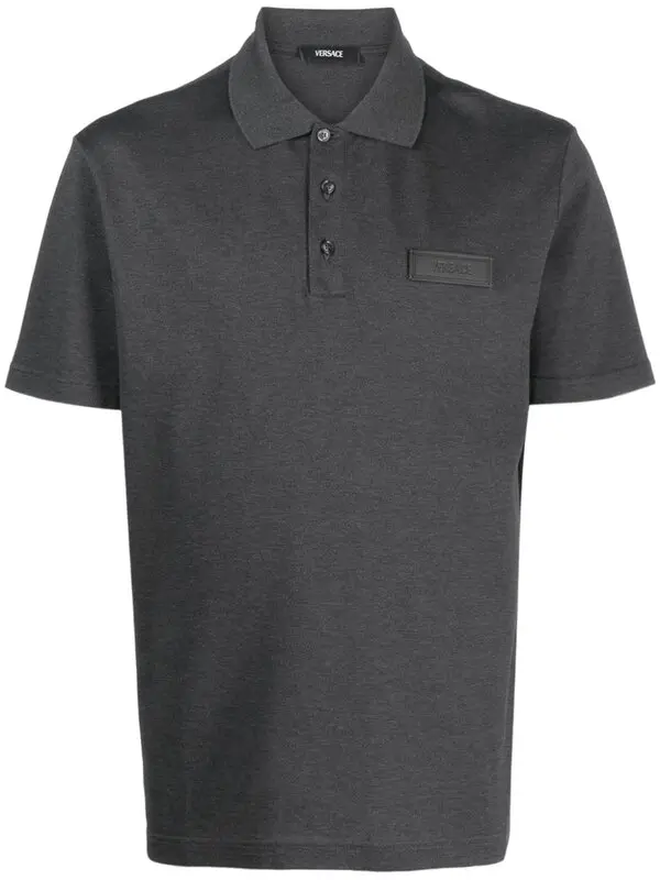Versace Logo-patch Cotton Polo Shirt
