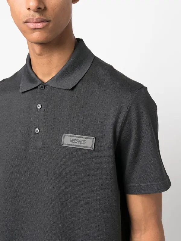 Versace Logo-patch Cotton Polo Shirt