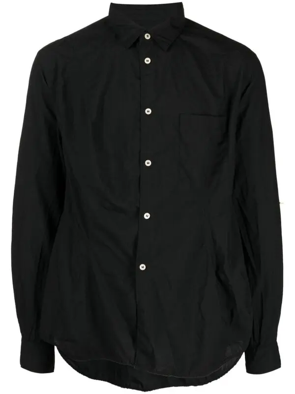 Comme Des Garçons Spread-collar Crease-effect Shirt - Black