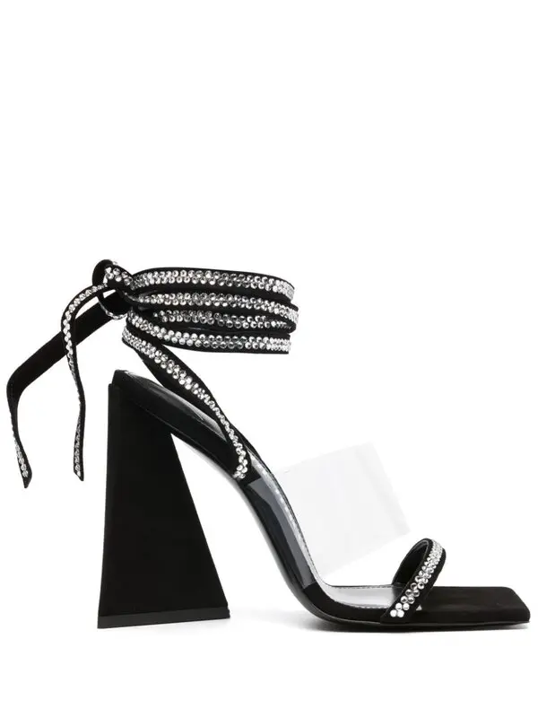 Attico Isa 115mm Embellished Leather Sandals - Black