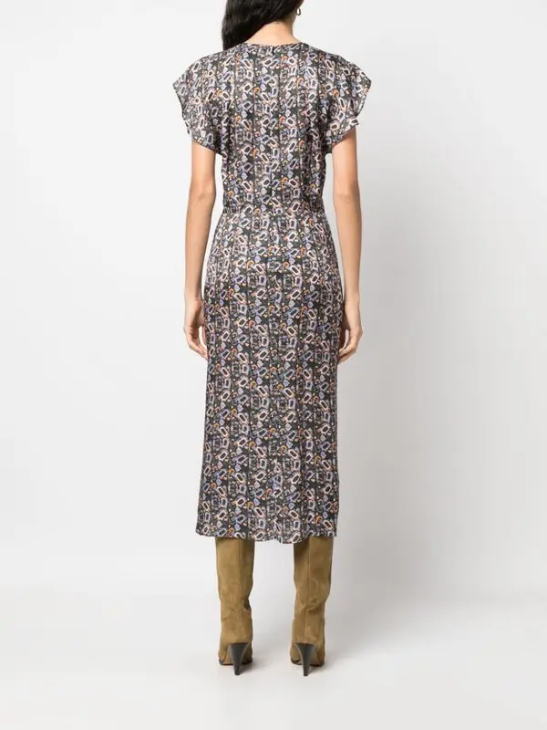 Isabel Marant Étoile Graphic Print V-neck Midi Dress - Black