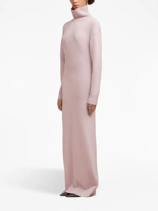 Ami Elbow-patch Knitted Maxi Dress - Pink