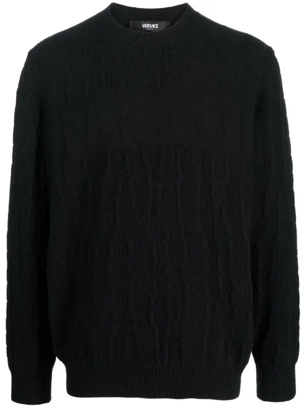 Versace Crocodile-pattern Cable-knit Jumper
