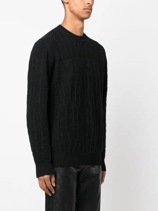 Versace Crocodile-pattern Cable-knit Jumper