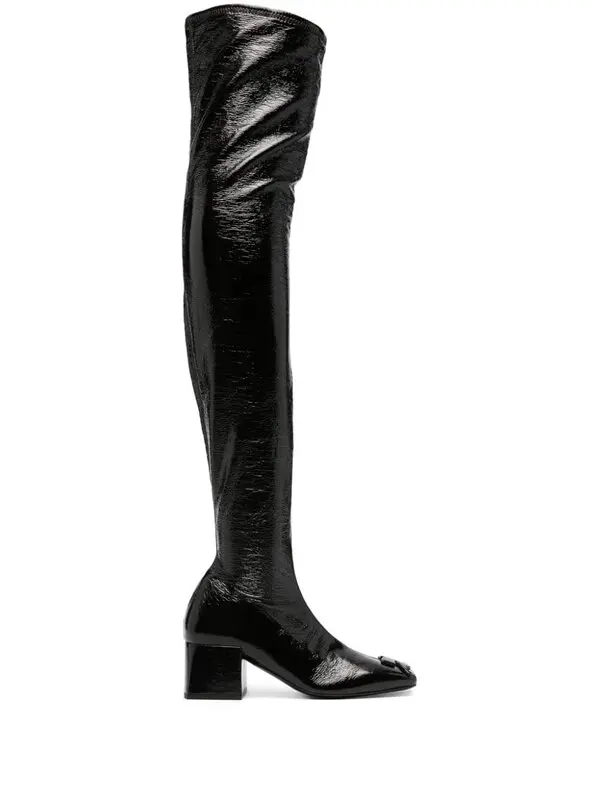 COURREGES 60mm Logo-plaque Leather Boots
