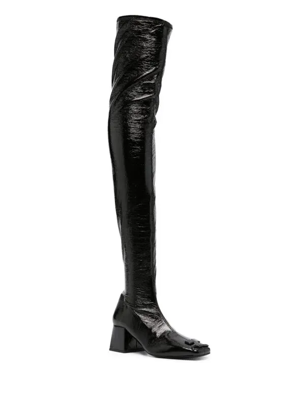 COURREGES 60mm Logo-plaque Leather Boots