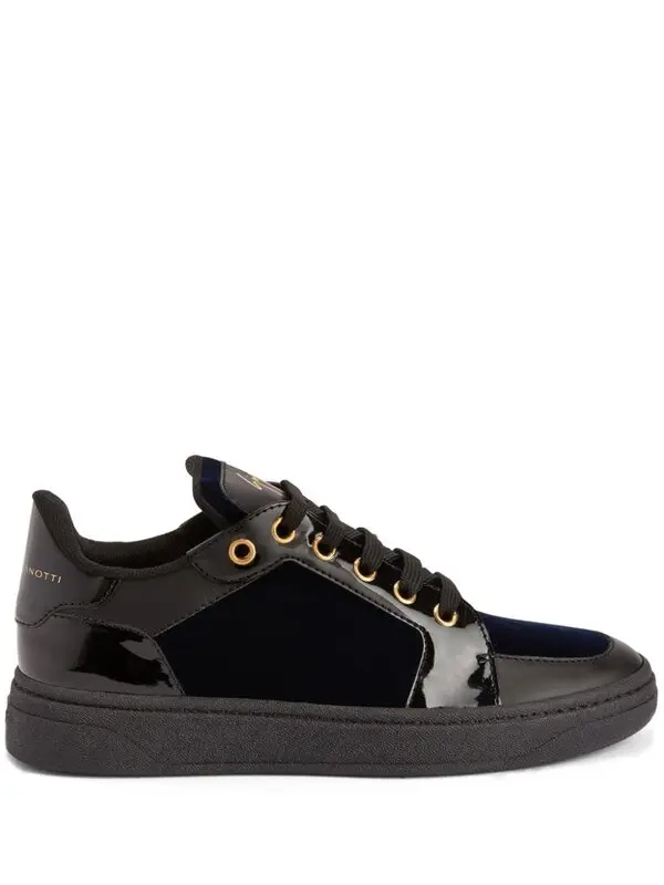 GIUSEPPE ZANOTTI Velvet Lace-up Low-top Sneakers - Black