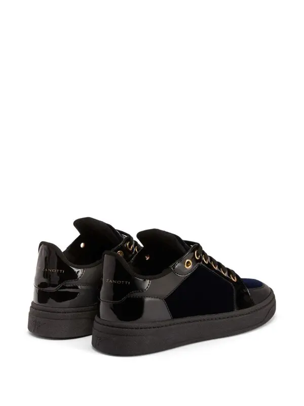 GIUSEPPE ZANOTTI Velvet Lace-up Low-top Sneakers - Black
