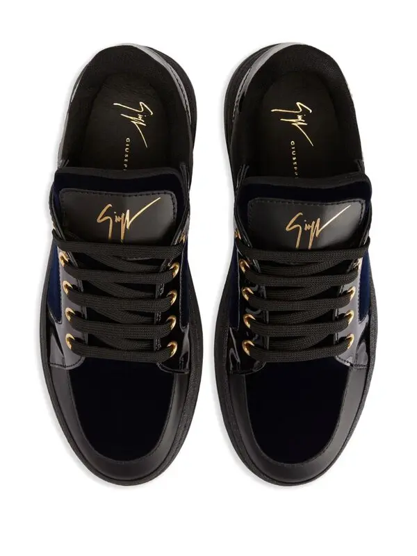 GIUSEPPE ZANOTTI Velvet Lace-up Low-top Sneakers - Black