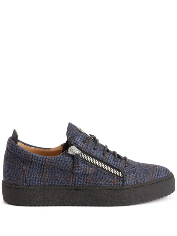 GIUSEPPE ZANOTTI Frankie Check-pattern Low-top Sneakers - Blue