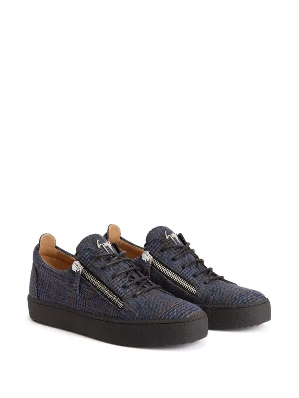 GIUSEPPE ZANOTTI Frankie Check-pattern Low-top Sneakers - Blue