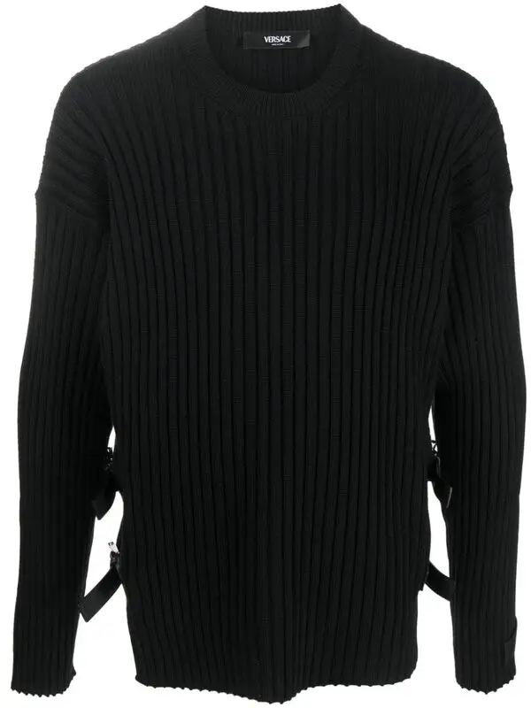 Versace Side-slit Ribbed Jumper