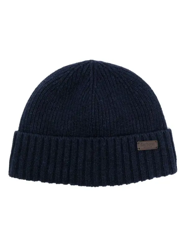 Barbour Logo-patch Ribbed-knit Beanie - Blue