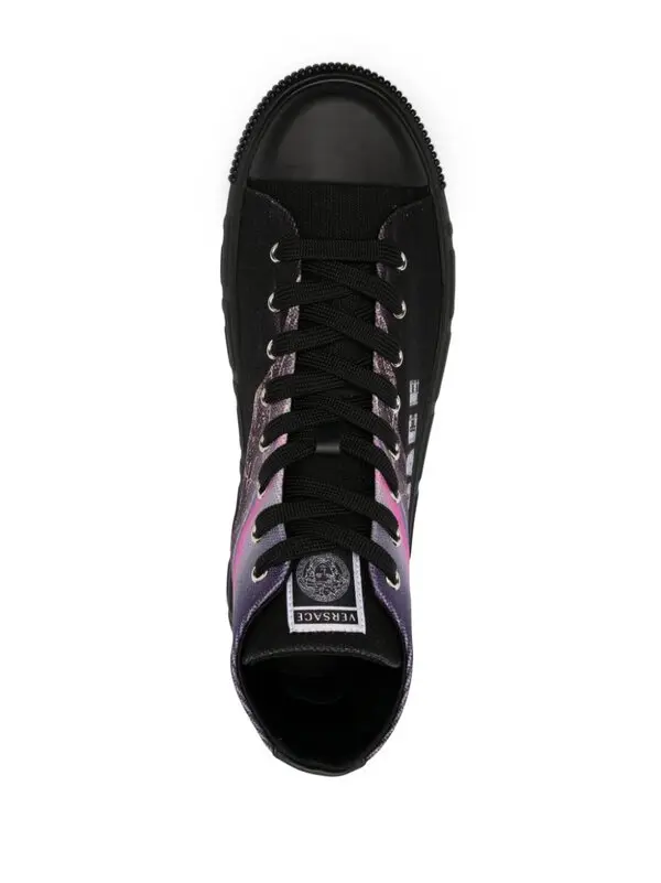 Versace High Top Graphic Print Lace-up Sneakers