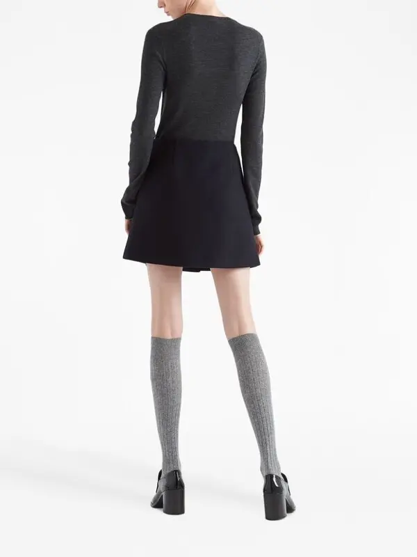 Prada Logo-intarsia Wool Jumper - Grey