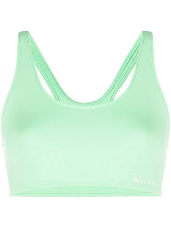 SPORTY & RICH Scoop-neck Sports Bra - Green