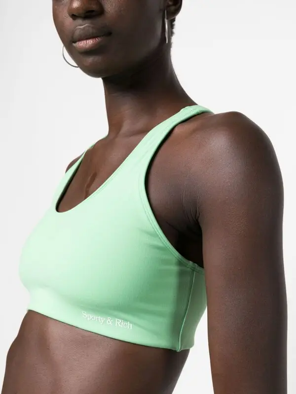 SPORTY & RICH Scoop-neck Sports Bra - Green