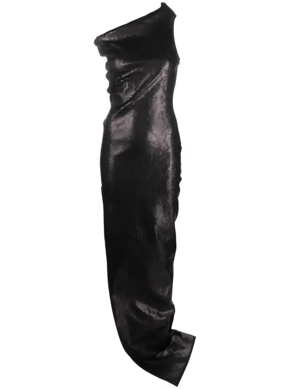 Rick Owens Asymmetric-neck Sequinned Maxi Dress