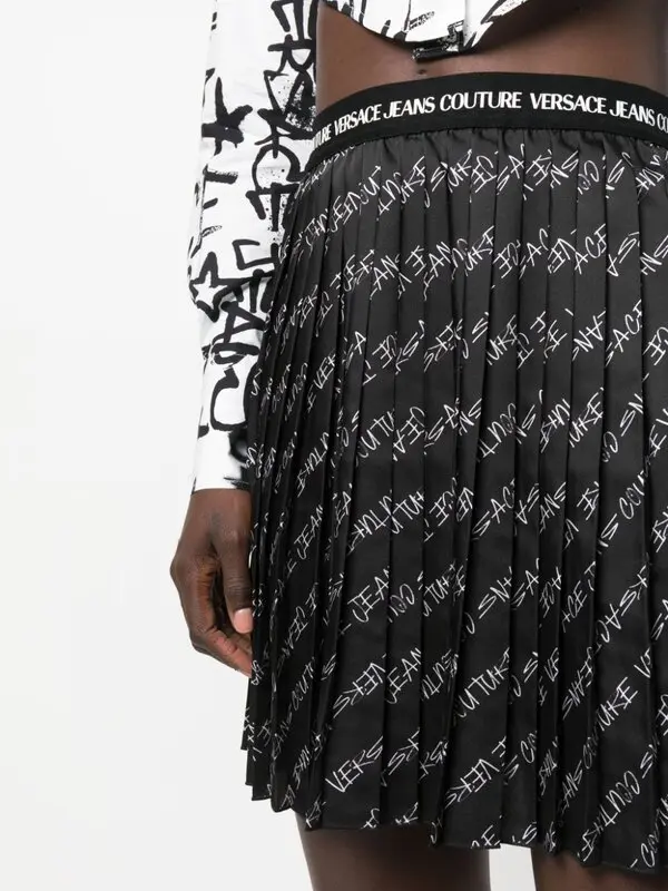 Versace Pleated Logo Miniskirt