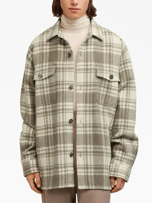 Ami Maxi Checked Overshirt - Neutrals