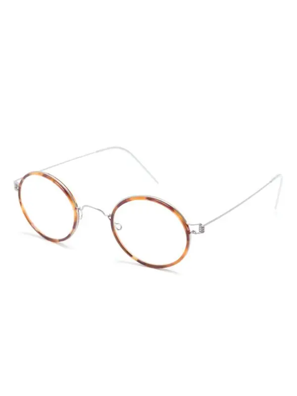 LINDBERG Harley 10 Round Frame Eyeglasses - Brown