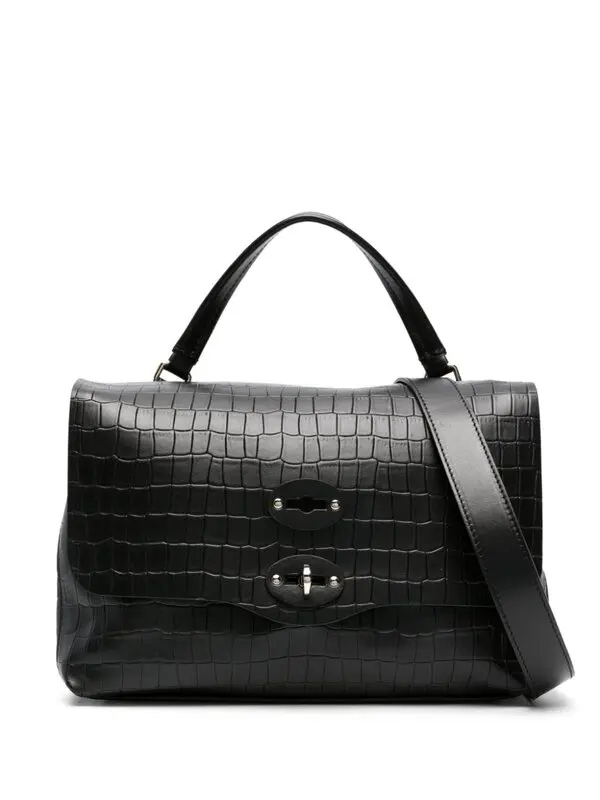 ZANELLATO Postina Crocodile-embossed Leather Bag