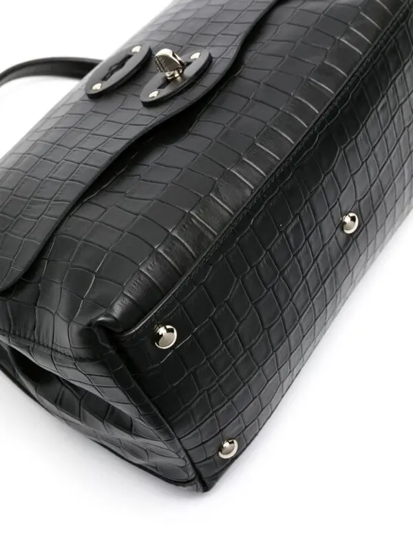 ZANELLATO Postina Crocodile-embossed Leather Bag