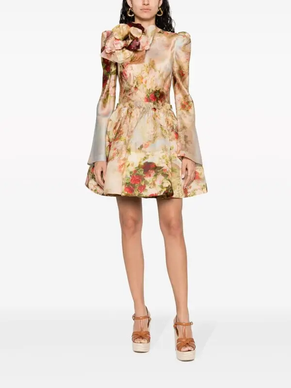 Zimmermann Floral-appliqué Silk Mini Dress