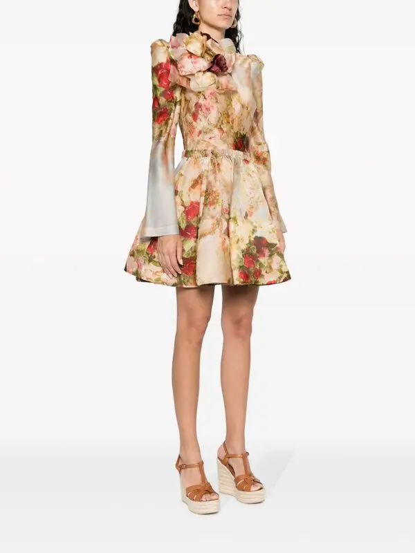 Zimmermann Floral-appliqué Silk Mini Dress