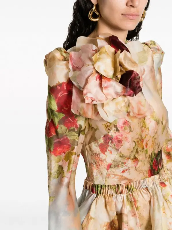 Zimmermann Floral-appliqué Silk Mini Dress