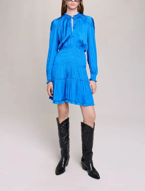Maje Smocked Dress - Blue