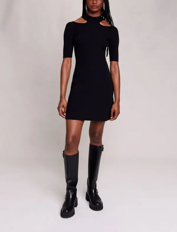 Maje Cutaway Short Dress - Black