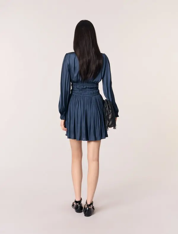 Maje Ruched Satin Mini Dress