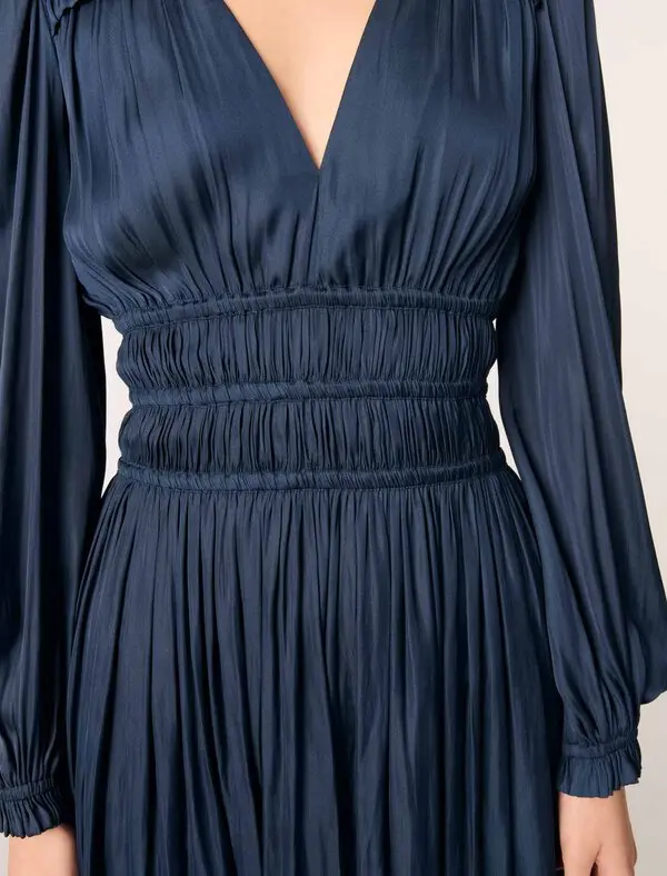 Maje Ruched Satin Mini Dress