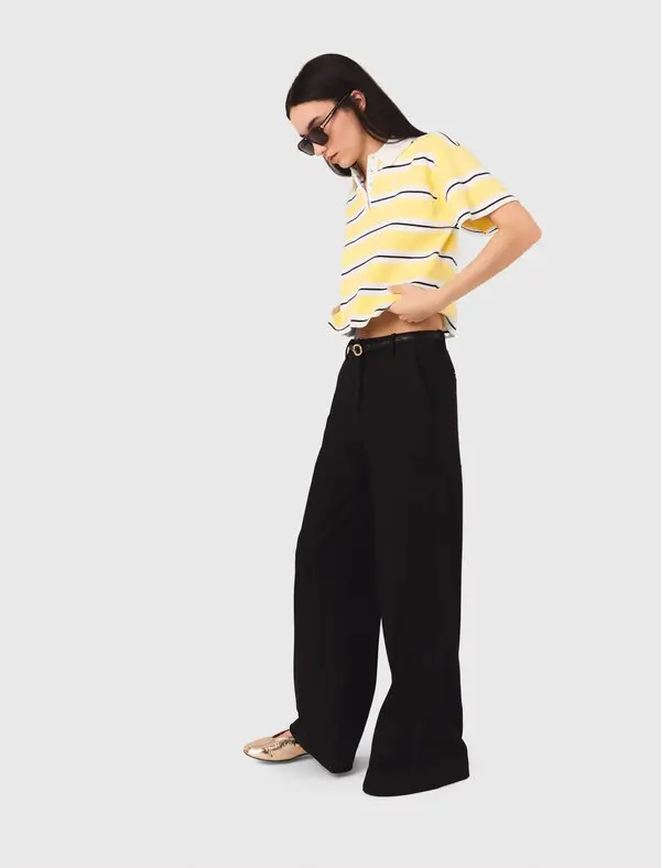 Maje Flared Polyester Trousers - Black