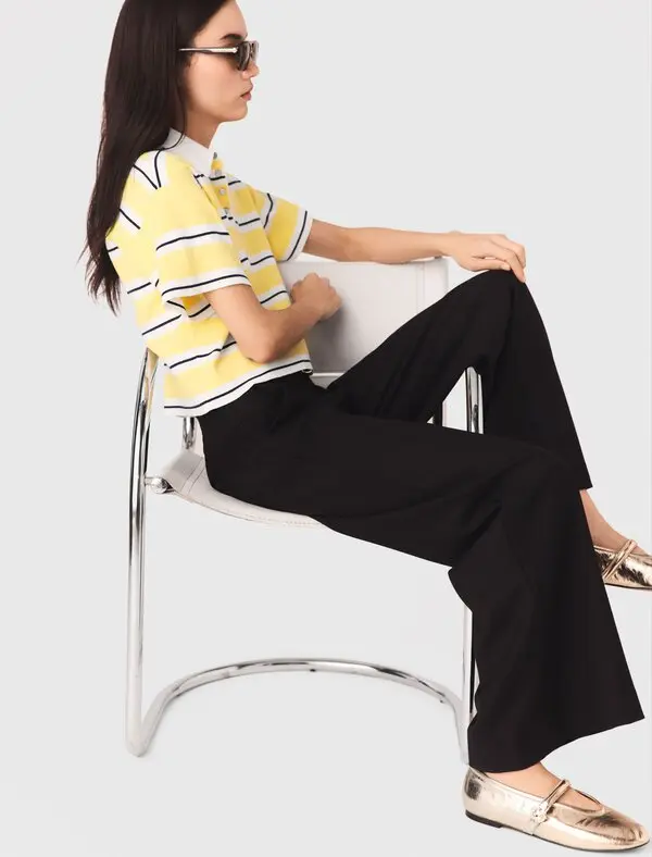 Maje Flared Polyester Trousers - Black