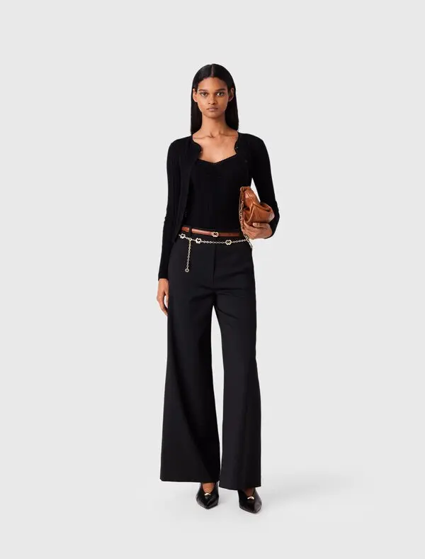 Maje Flared Polyester Trousers - Black