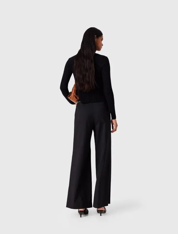 Maje Flared Polyester Trousers - Black