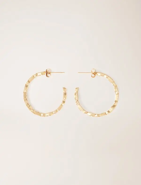 Maje Zirconium Diamanté Hoop Earrings - Gold
