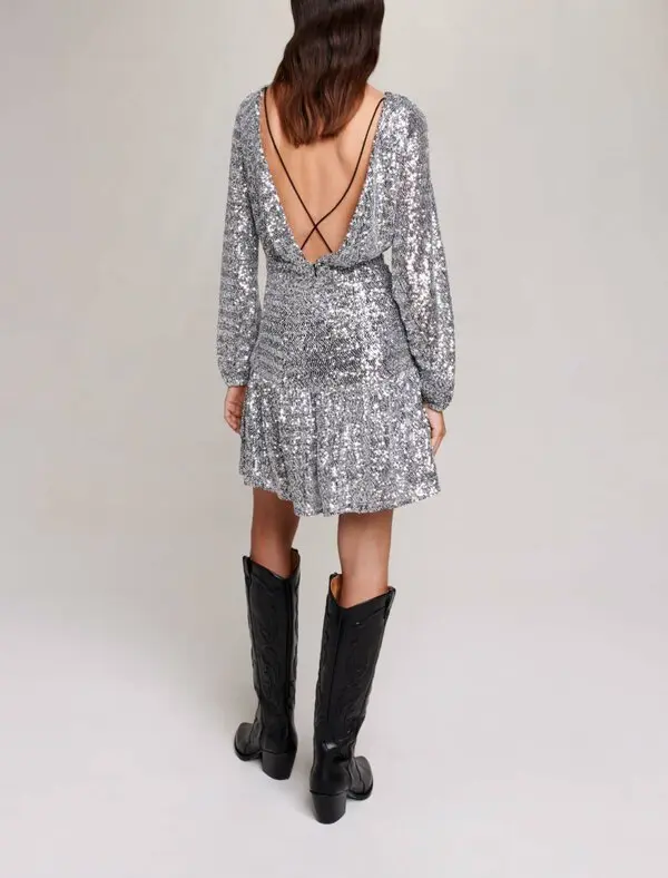 Maje Sequin Dress - Silver