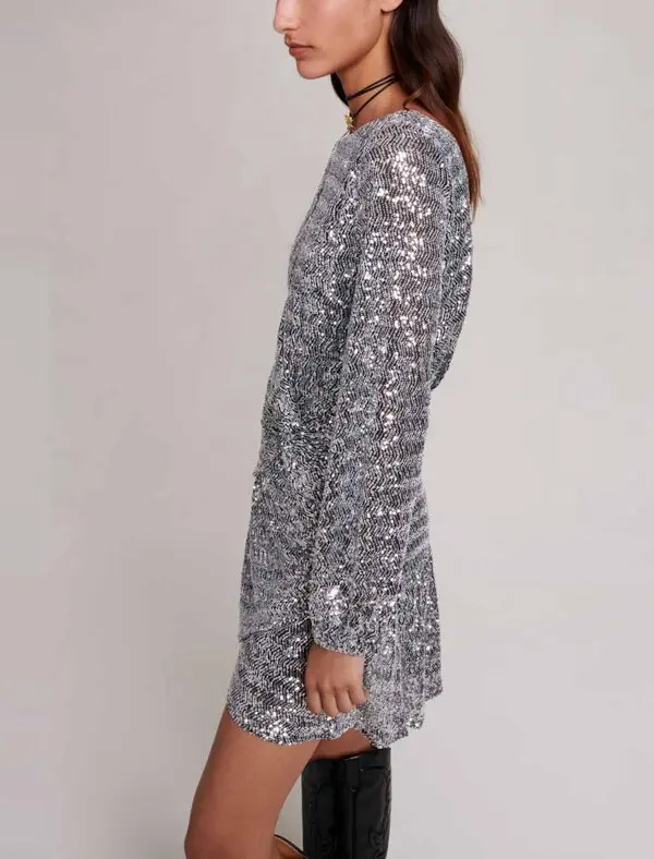 Maje Sequin Dress - Silver
