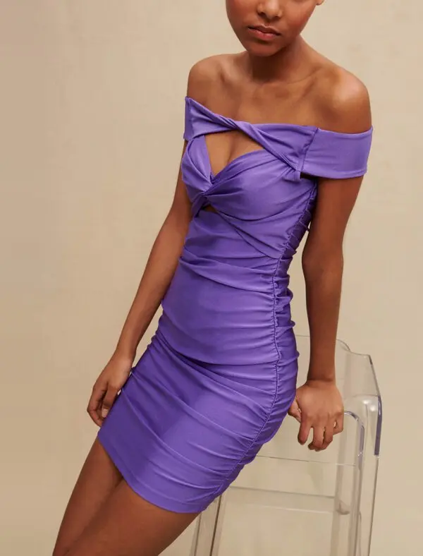 open lace back dress Jolie Plus Size Lavender Off Shoulder Dress Hello Curve