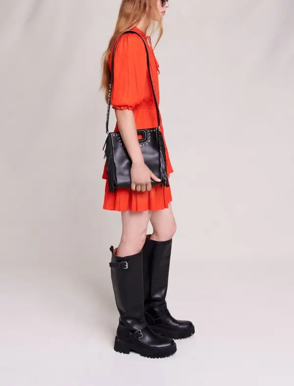 Maje Short Satin Smocked Dress