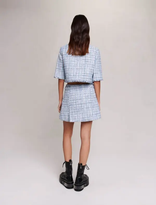 Maje Short Pleated Skirt With Metallic Fibres
